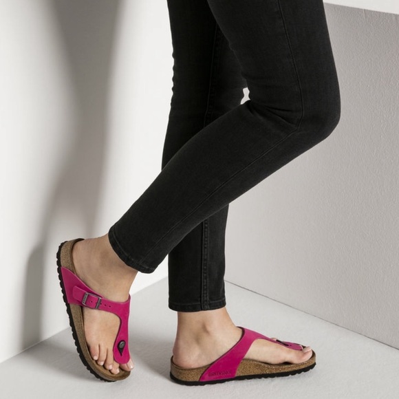 Birkenstock | Shoes | Birkenstock Gizeh Soft Footbed Nubuck Leather ...